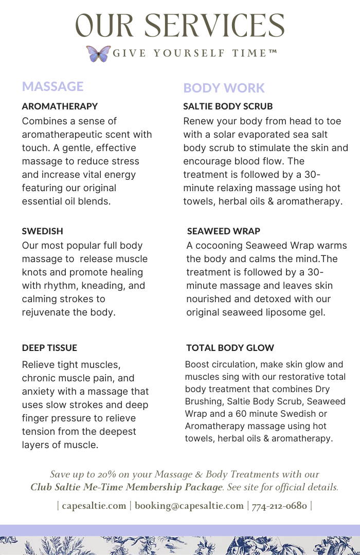 Cape Cod Massage Service Location Options Cape Saltie Massage Beauty And Dry Goods
